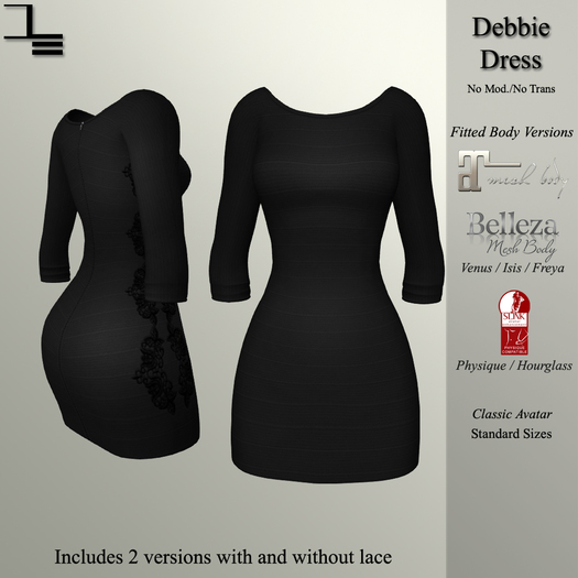 Second Life Marketplace - DE Designs - Debbie Dress - Black