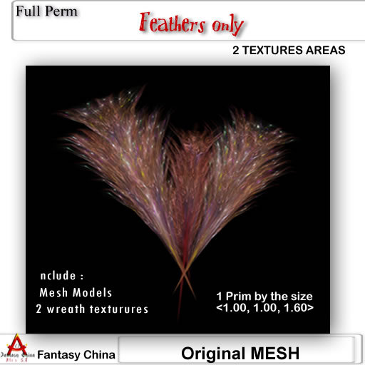 Second Life Marketplace - Fantasy China Mesh Feathers only FULL PERM 1 prim