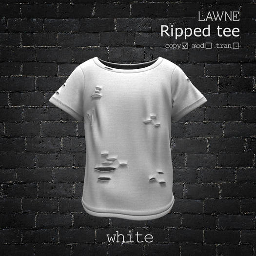 Second Life Marketplace - [Lawne] ripped tee white