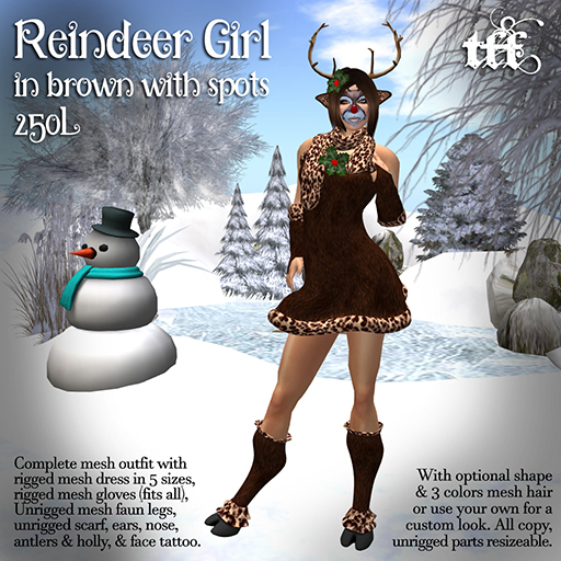 Second Life Marketplace - Reindeer Girl in Brown with Spots by TFF