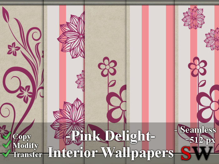 Second Life Marketplace - -SW- Seamless Pink Delight Wallpaper Texture ...