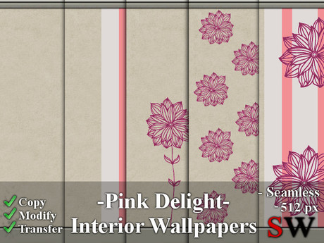 Second Life Marketplace - -SW- Seamless Pink Delight Wallpaper Texture ...