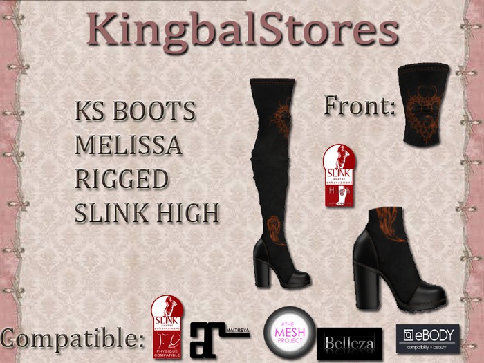 Second Life Marketplace - KS BOOTS MELISSA RIGGED SLINK HIGH