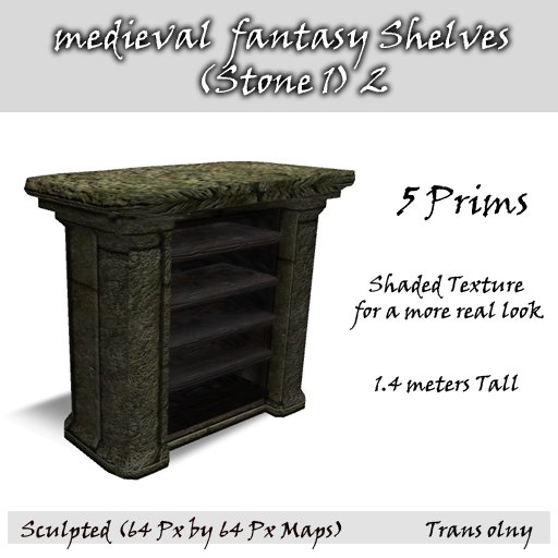 Second Life Marketplace - medieval fantasy Shelves 2 (Stone 1)