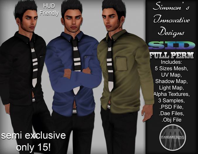 Second Life Marketplace - Semi-Exclusive Male Formal Sleeved Shirt 15 ...