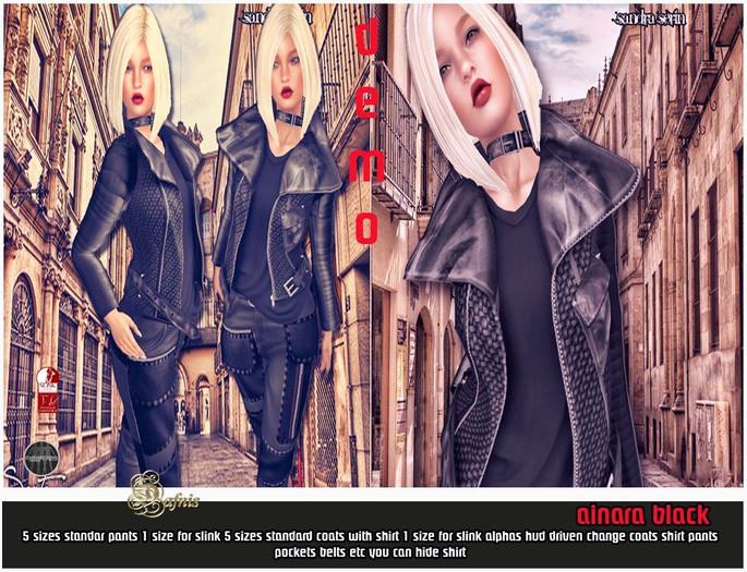 Second Life Marketplace - Dafnis ainara black 2015 BIKERS WITH SIZE FOR ...