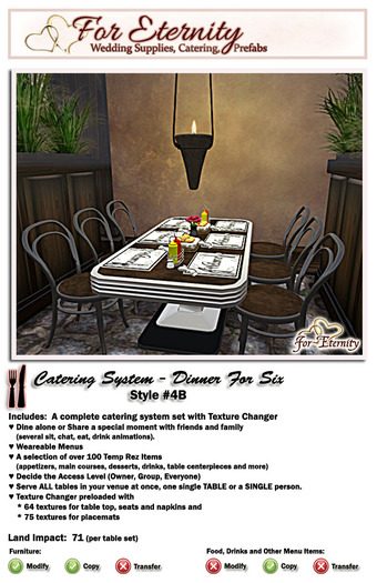 Second Life Marketplace - *VRD* Catering - Dinner For Six - Style #4B ...