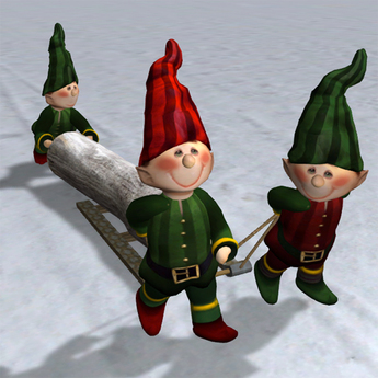 Second Life Marketplace - Three Elves with Yule Log - 1 elf is optional ...