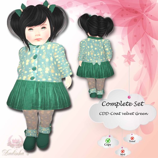 Second Life Marketplace - CDD-Set Coat velvet Green-TOT INFANT
