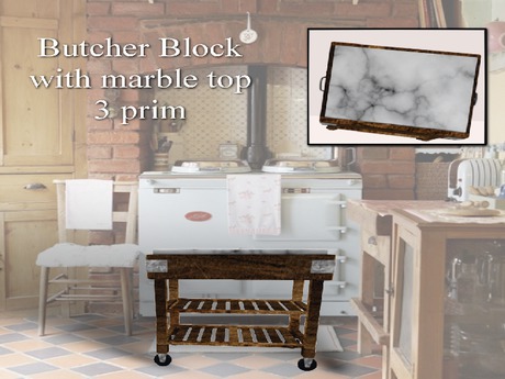 Second Life Marketplace - Artistry by Alex - White Marble Butcher Block