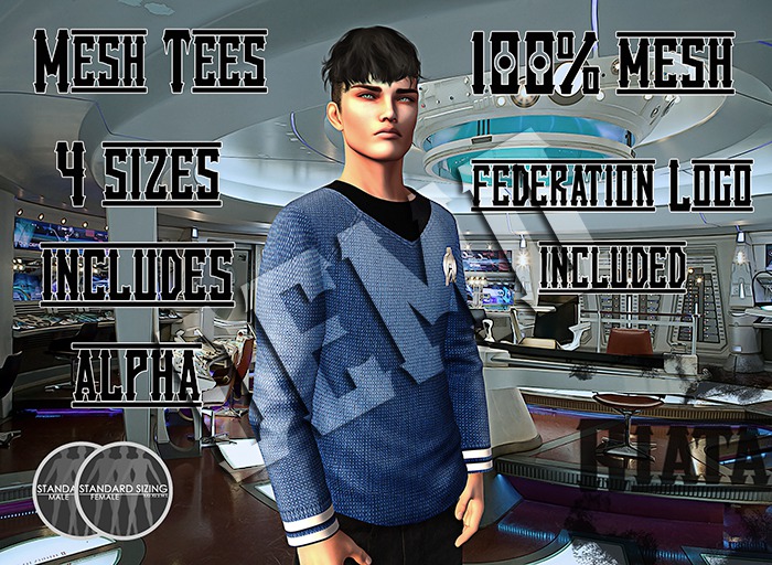 Second Life Marketplace - Blue Star Trek Shirt MESH (DEMO)
