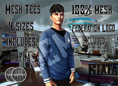 Second Life Marketplace - Blue Star Trek Shirt MESH (DEMO)