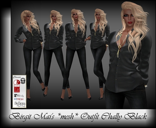 Second Life Marketplace - Birgit Mai's *MESH* Outfit Chally Black (BOXED)