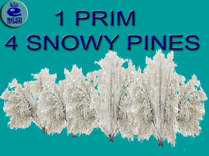 Second Life Marketplace Su Dumping Mesh 1 Prim Snowy Trees Kackarlar Resize 4 Trees