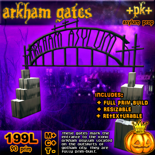 Second Life Marketplace - +PK+ :: [B:TAS] Arkham Gates :: Asylum Prop