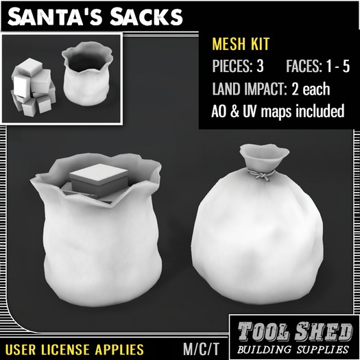 Second Life Marketplace - Tool Shed - Santa's Sacks Mesh Kit