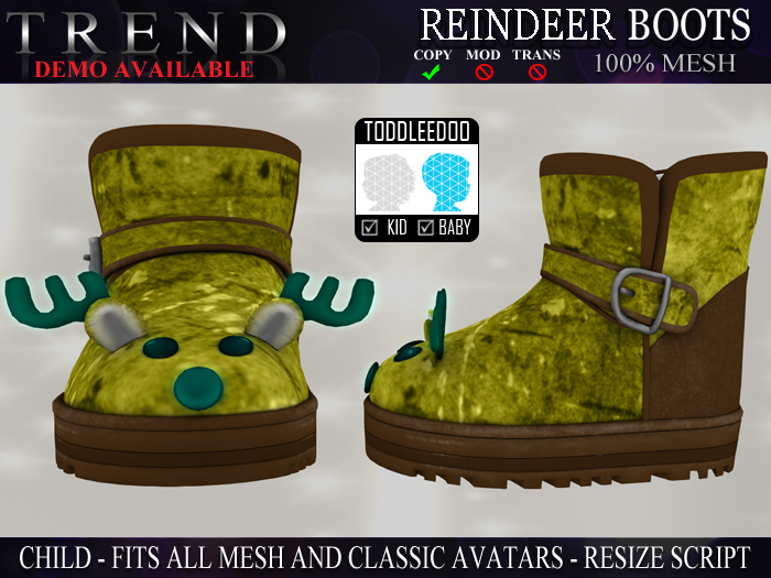 Second Life Marketplace - TREND - TODDLEEDOO - REINDEER BOOTS "XMAS ...