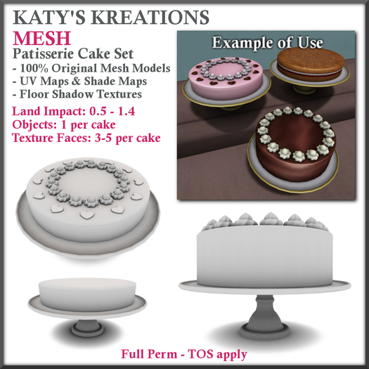 Second Life Marketplace - Full Perm Mesh Cakes, Mesh Patisserie Cakes ...