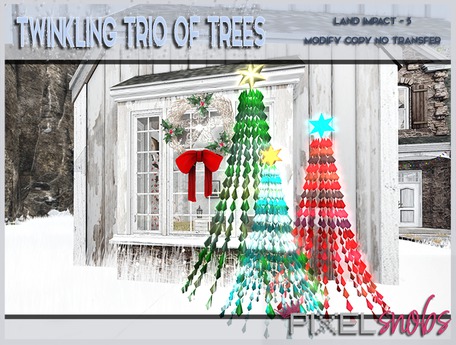 Second Life Marketplace - :Pixel Snobs: Twinkling Trio Christmas Tree ...