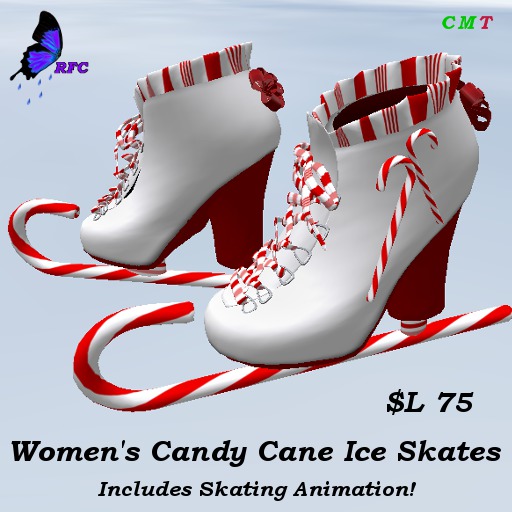 Second Life Marketplace - Women's Ice Skates - Candy Cane