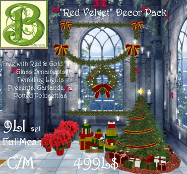Second Life Marketplace - Full Mesh Red Velvet Christmas Decor Set v.2 ...