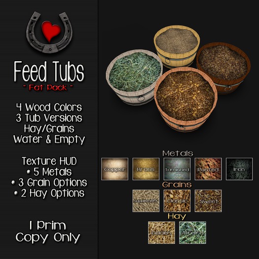 Second Life Marketplace - .Hoof Hearted. Feed Tub {Fat Pack}