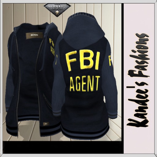 Second Life Marketplace - AESTHETIC Men's Long Sleeve FBI Agent Hoodie