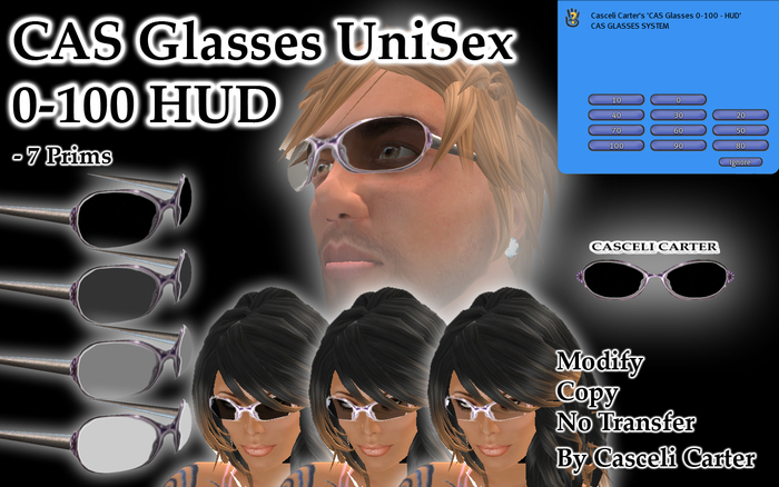 Second Life Marketplace - CAS Glasses UniSex 0-100 HUD