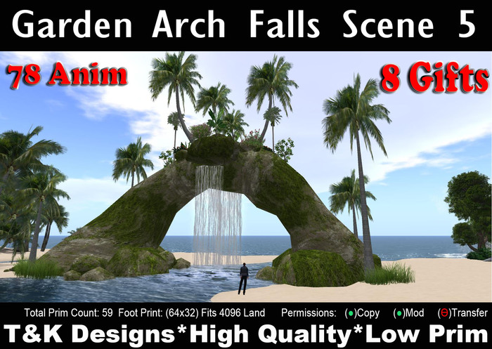 Second Life Marketplace - Garden Arch Falls Scene v9 Mesh(64x32 ...