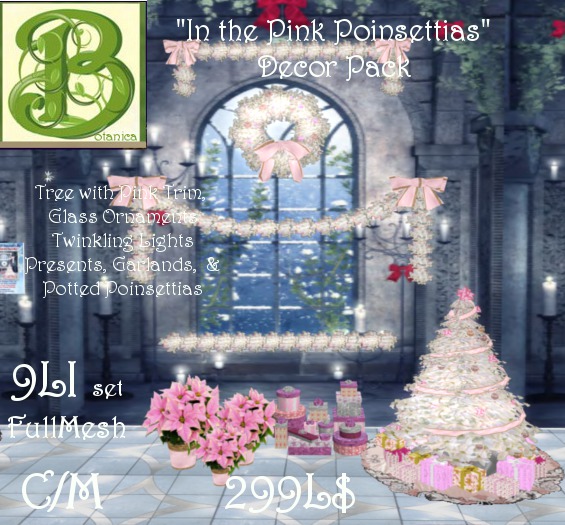 Second Life Marketplace - "In the Pink" Poinsettia Decor Set v2 ...