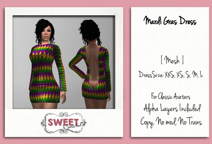 Second Life Marketplace Sns Mardi Gras Dress