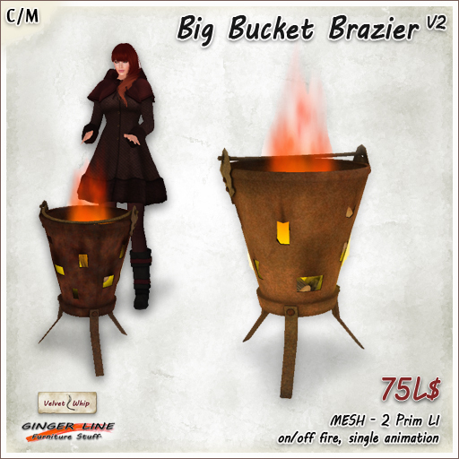 Second Life Marketplace - [Ginger Line] Big Bucket brazier V2 - 2 LI ...