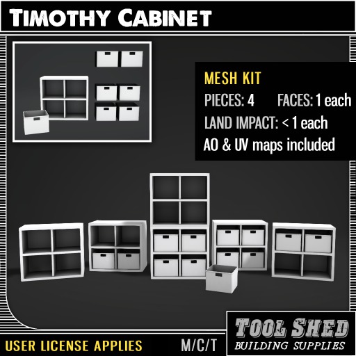 Second Life Marketplace - Tool Shed - Timothy Cabinet Mesh Kit