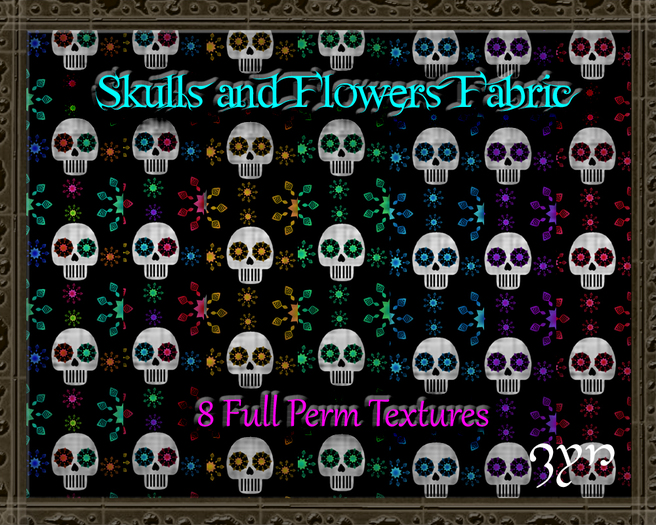 Second Life Marketplace - Zyn ~ Skulls and Flowers Fabric Textures