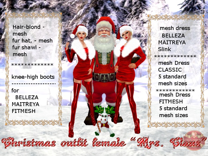Second Life Marketplace - ! "CHARM"Christmas outfit "Mrs. Claus" - mesh