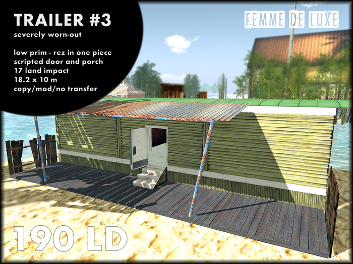Second Life Marketplace - Severely worn out TRAILER HOME (GREEN)