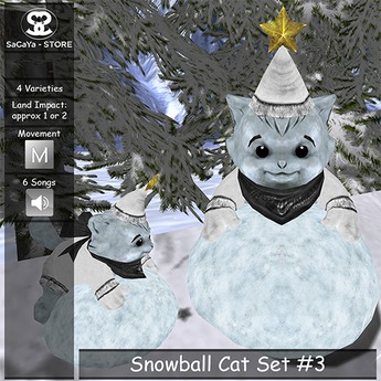 Second Life Marketplace - SaCaYa - Snowball Cat Set #3