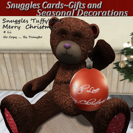 Second Life Marketplace - Snuggles 'Tuffy'bear Merry Christmas