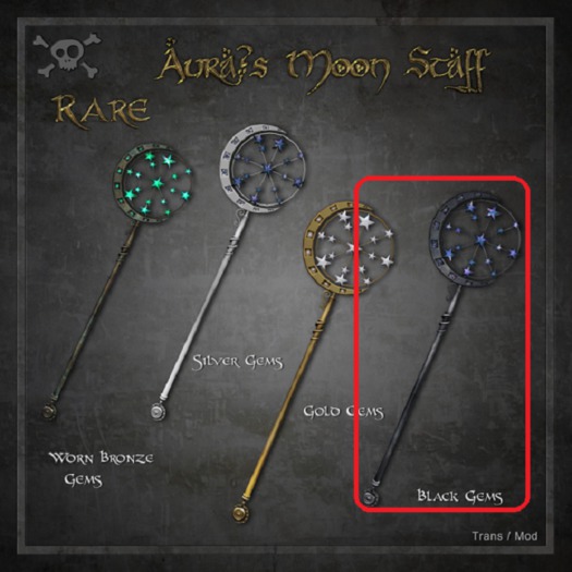 Second Life Marketplace - [The Forge] Aura Staff RARE (Black/Blue Gems)