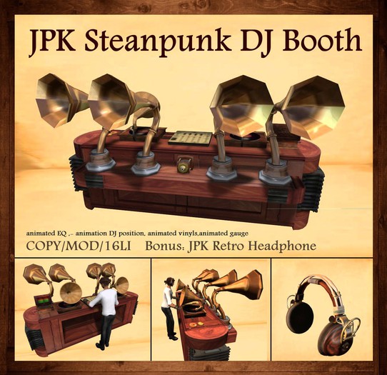 Second Life Marketplace - **JPK Steampunk DJ Booth BOX