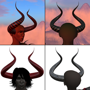 Second Life Marketplace - Big Twisted Demon Horns in 5 variations