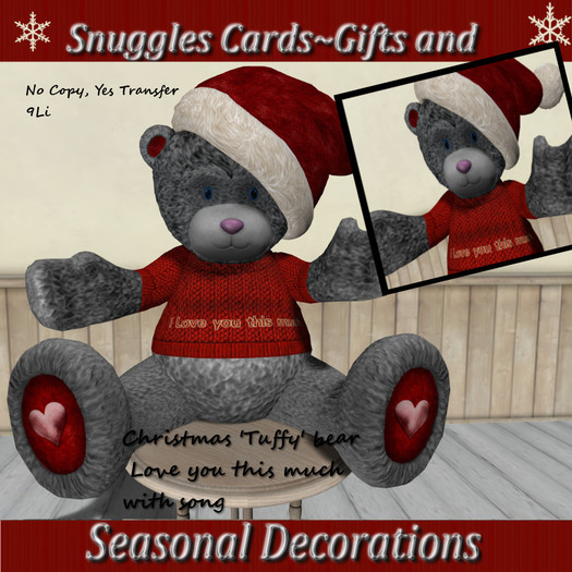 Second Life Marketplace - Snuggles Christmas 'Tuffy' bear Love you this ...