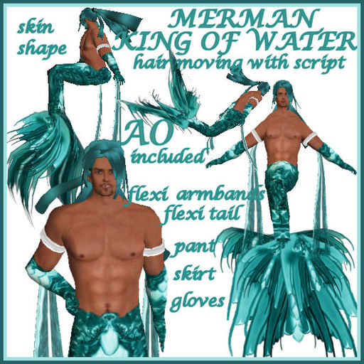 Second Life Marketplace - Promotion Merman "King of water" AO hair ...