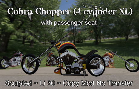 Second Life Marketplace - Cobra Chopper (4 cylinder XL)