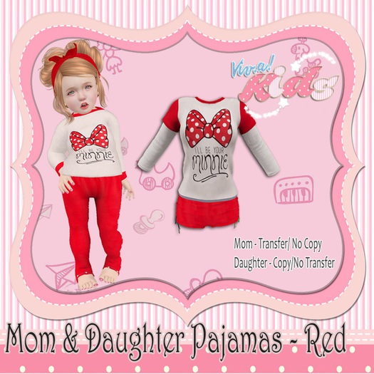 Second Life Marketplace - [Vk!] Mom & Daughter Pajamas-Red
