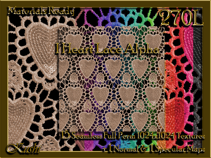 Second Life Marketplace - I Heart Lace ALPHA Fabric Seamless Textures ...