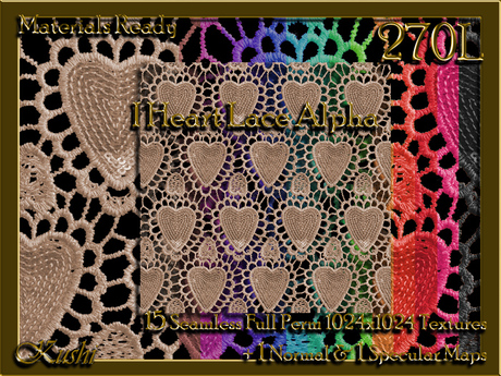 Second Life Marketplace - I Heart Lace ALPHA Fabric Seamless Textures ...