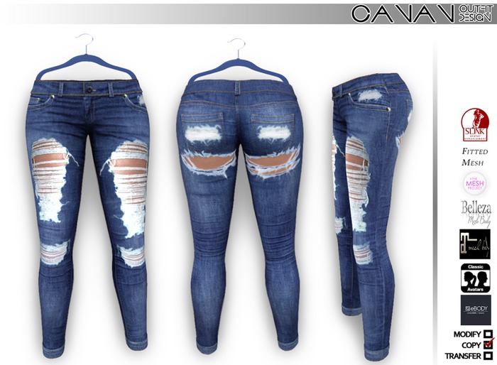 Second Life Marketplace - CANAN - Jeans Pants 'Opal' Torn DEMO