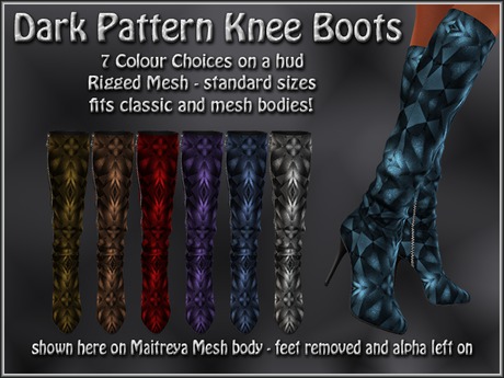 Second Life Marketplace - Dark Pattern Knee Boots