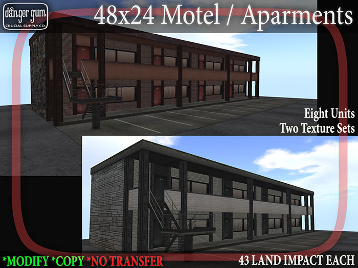 Second Life Marketplace - 48x24 Motel Apartments / 8 Units
